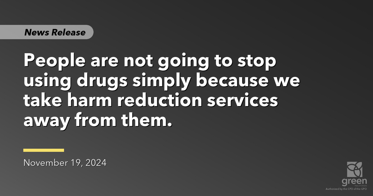 Ontario Greens Warn of Fatal Consequences from Proposed Ban on ...