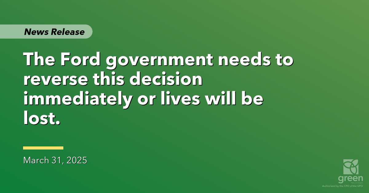 Ontario Greens Urge Ford Government to Keep Supervised Consumption ...